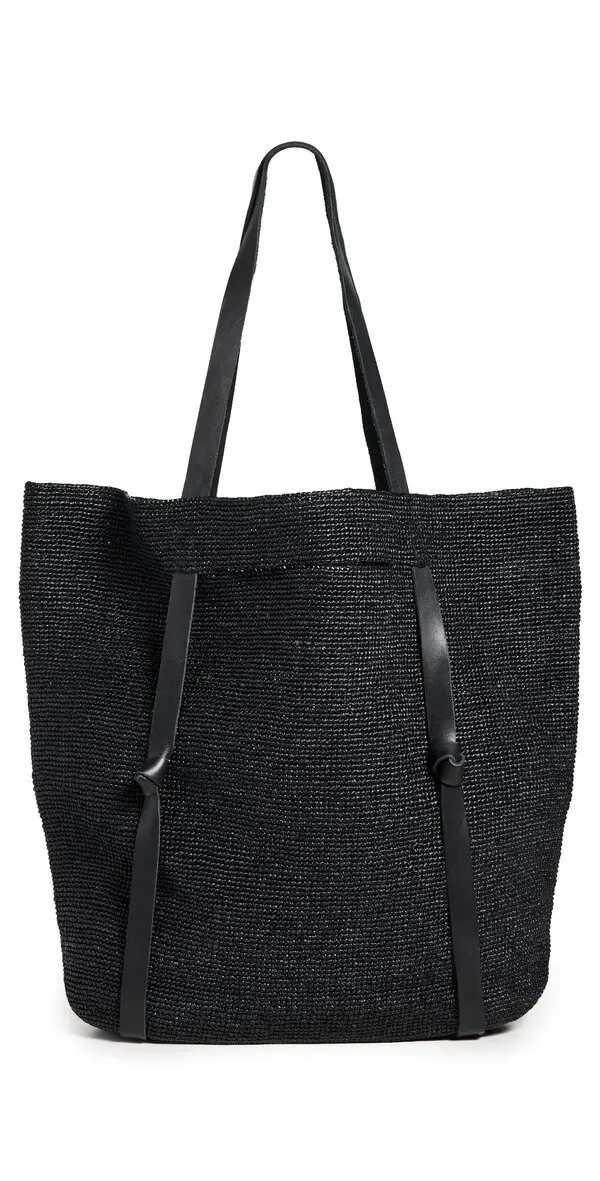 Janessa Leoné Tanner Raffia Tote Bag - Black
