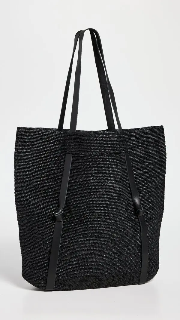 Janessa Leoné Tanner Raffia Tote Bag - Black