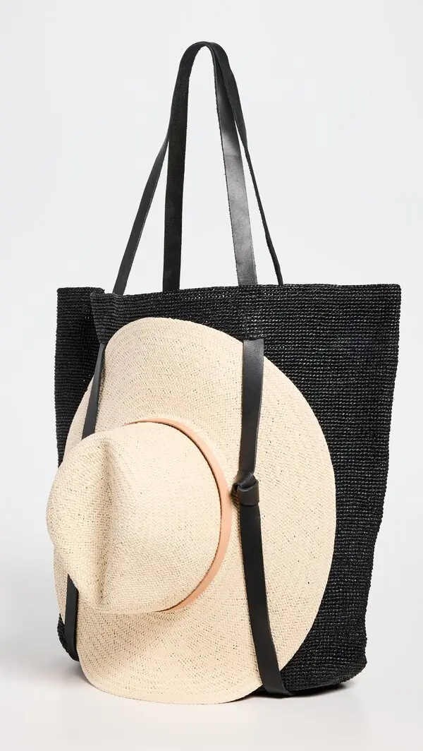 Janessa Leoné Tanner Raffia Tote Bag - Black