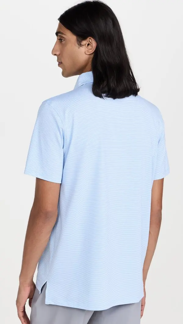 Greyson Saranac Striped Polo - Wolf Blue