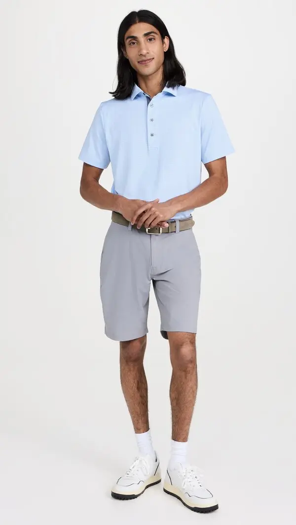 Greyson Saranac Striped Polo - Wolf Blue