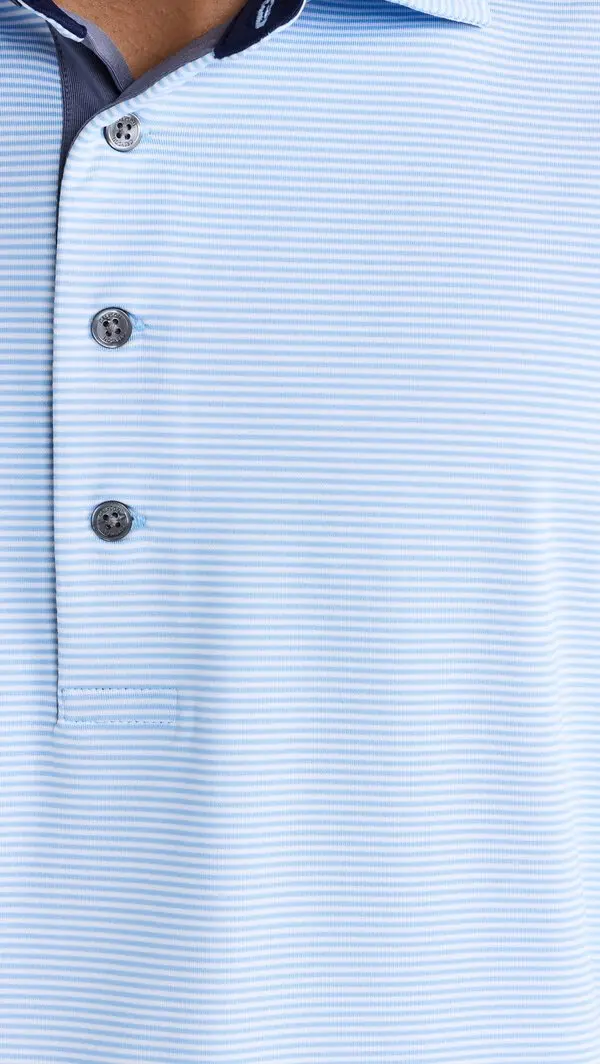 Greyson Saranac Striped Polo - Wolf Blue