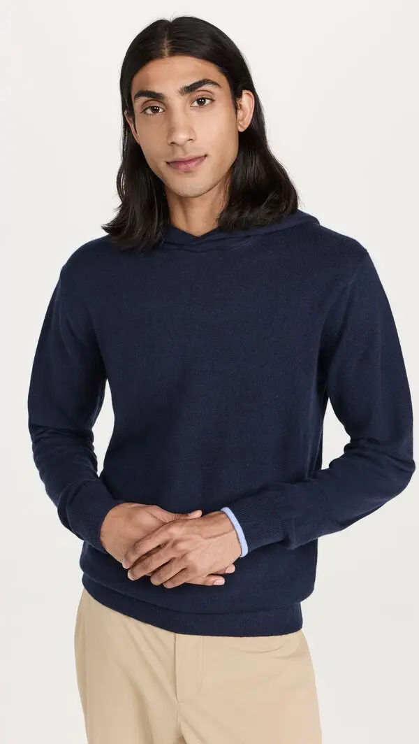 Greyson Koko Cashmere Blend Hoodie Sweater - Maltese Blue