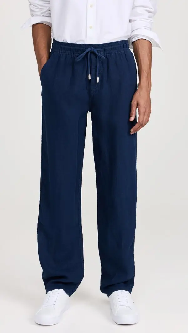 Vilebrequin Pacha Drawstring Linen Pants - Bleu Marine