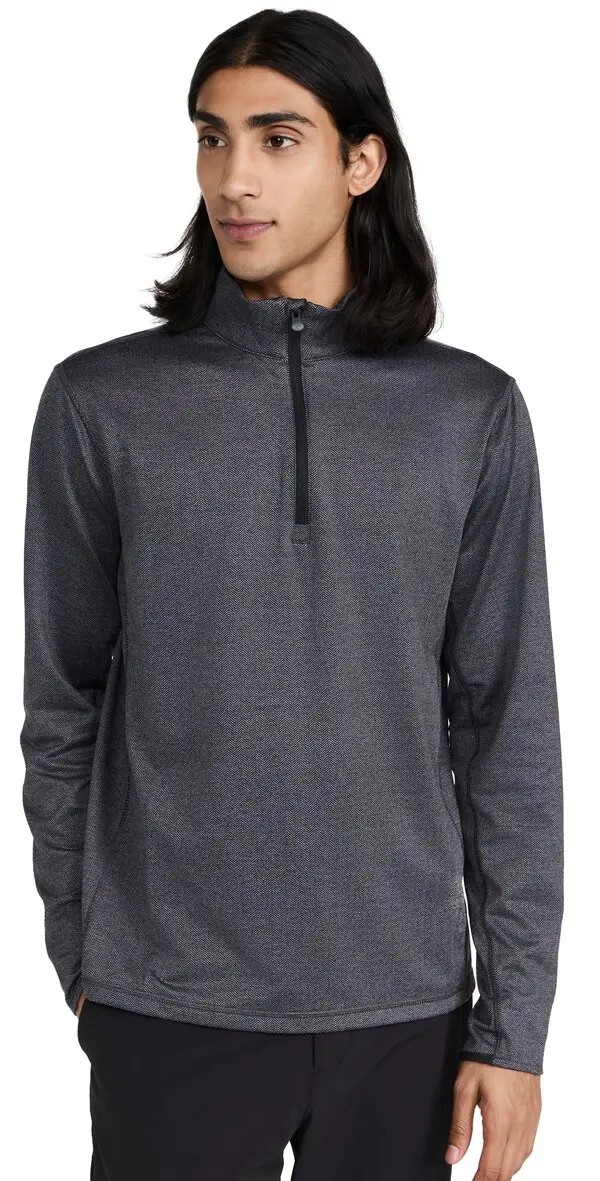 Greyson Tate Herringbone Performance Quarter Zip Pullover - Black Herringbone