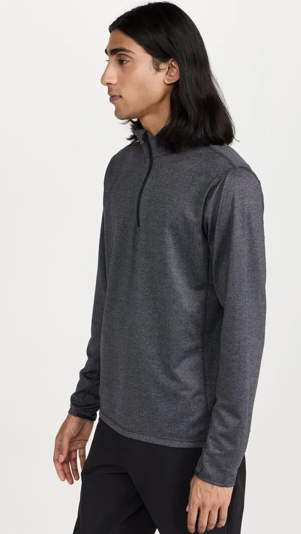 Greyson Tate Herringbone Performance Quarter Zip Pullover - Black Herringbone