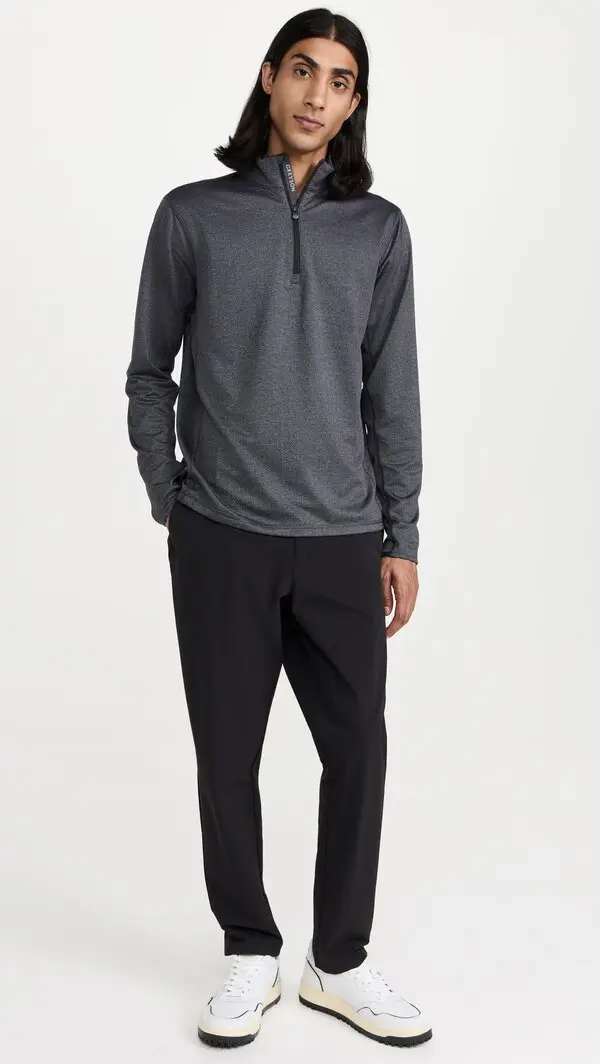 Greyson Tate Herringbone Performance Quarter Zip Pullover - Black Herringbone