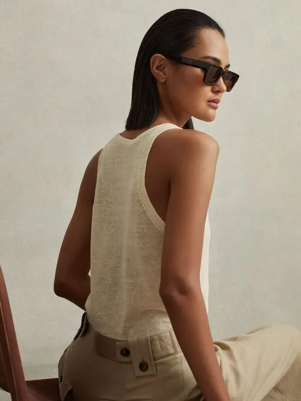 REISS Catrice Linen-blend Vest