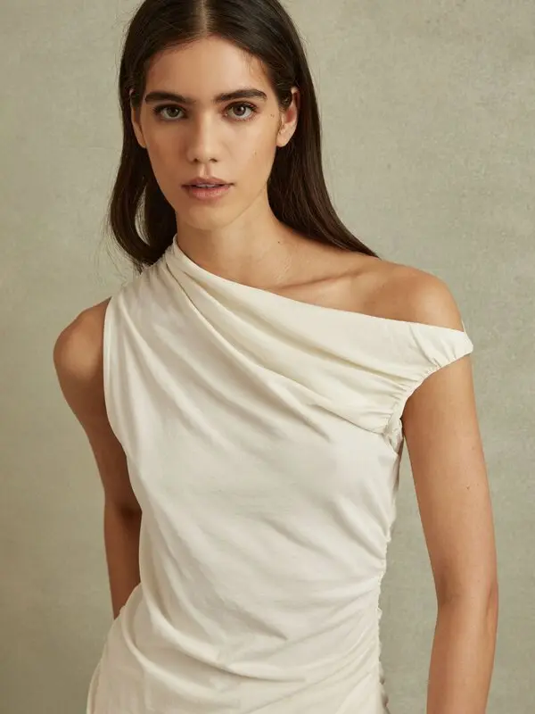 REISS Dylan Ruched Off-the-shoulder Top