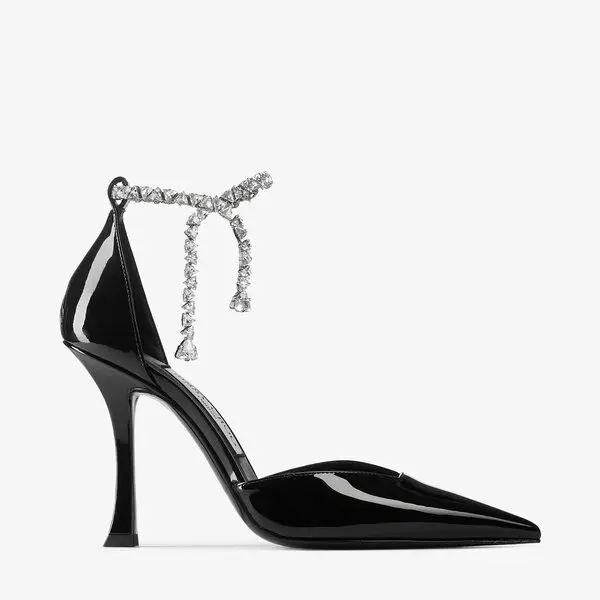 JIMMY CHOO Stevie 100 Patent Leather Pumps - Black