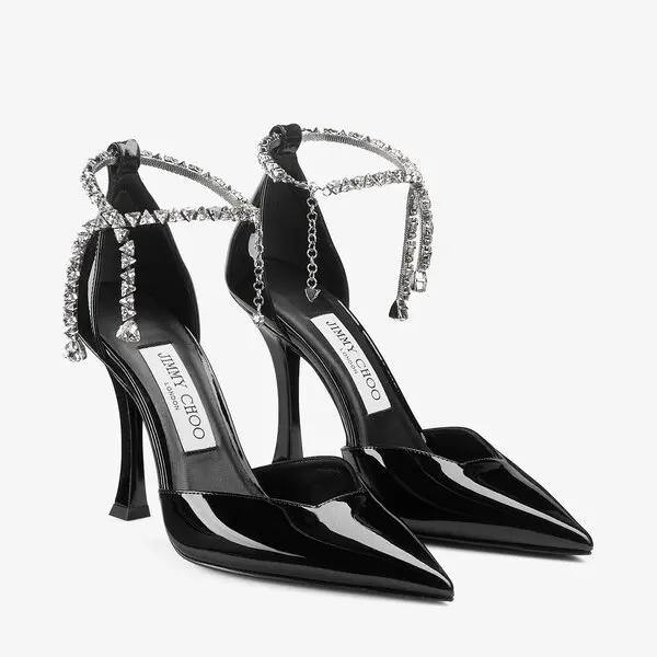 JIMMY CHOO Stevie 100 Patent Leather Pumps - Black