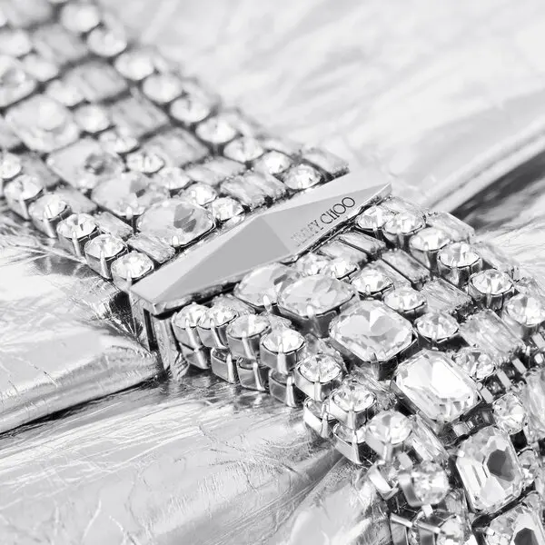 JIMMY CHOO Zandra Vintage Metallic Leather Clutch Bag - Silver/silver