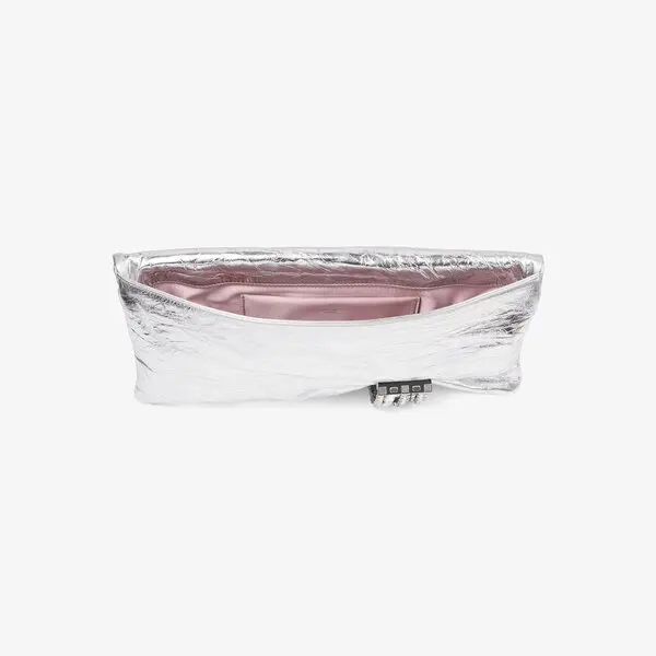 JIMMY CHOO Zandra Vintage Metallic Leather Clutch Bag - Silver/silver