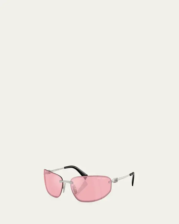 Miu Miu A50s Rimless Oval Sunglasses - Pink
