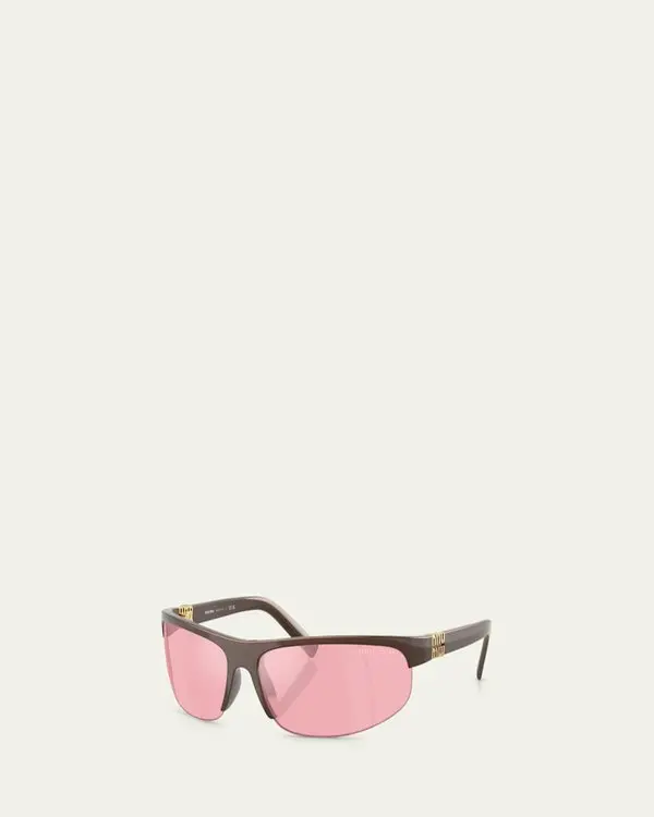 Miu Miu A02s Semi-rimless Oval Sunglasses - Pink