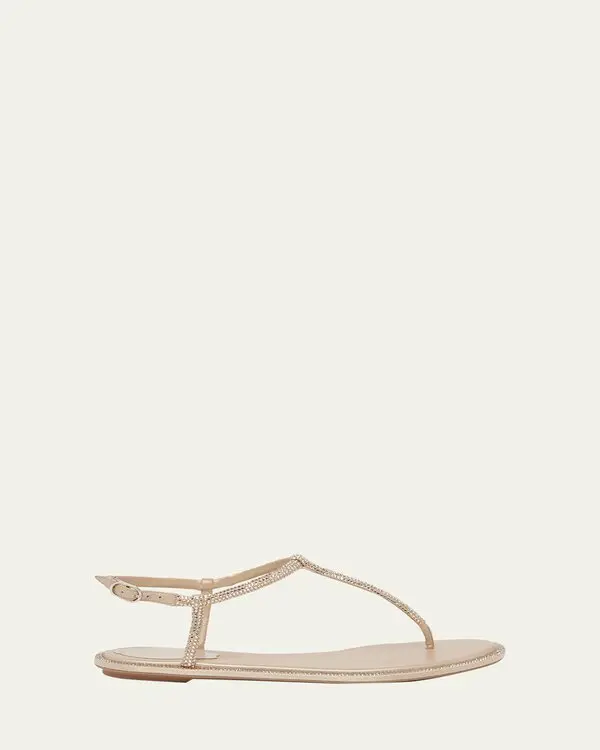Rene Caovilla Strass Thong Sandals - Beige
