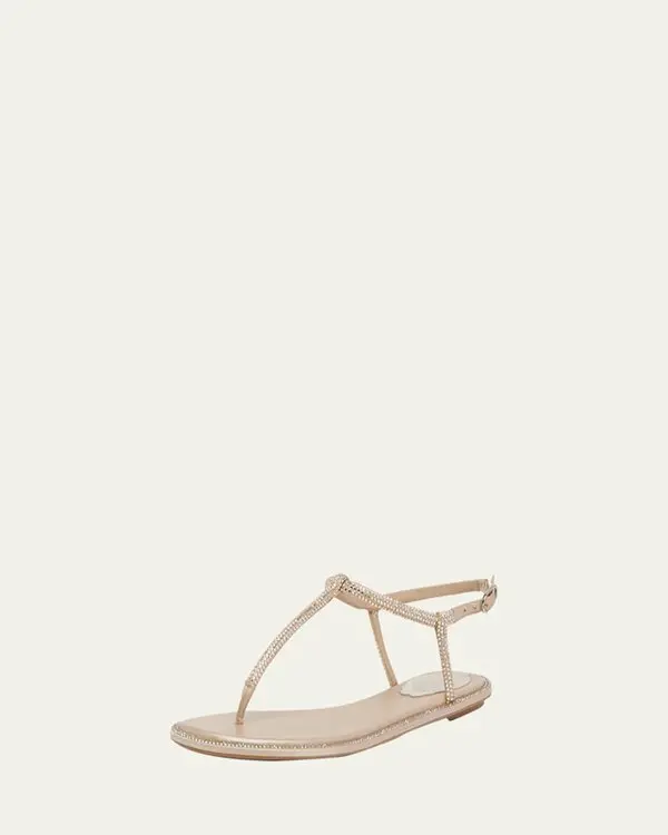 Rene Caovilla Strass Thong Sandals - Beige