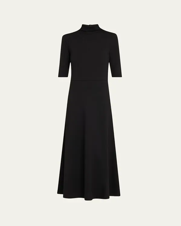 Vince Elbow-sleeve Turtleneck Midi Dress