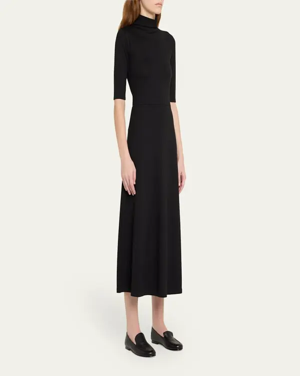 Vince Elbow-sleeve Turtleneck Midi Dress