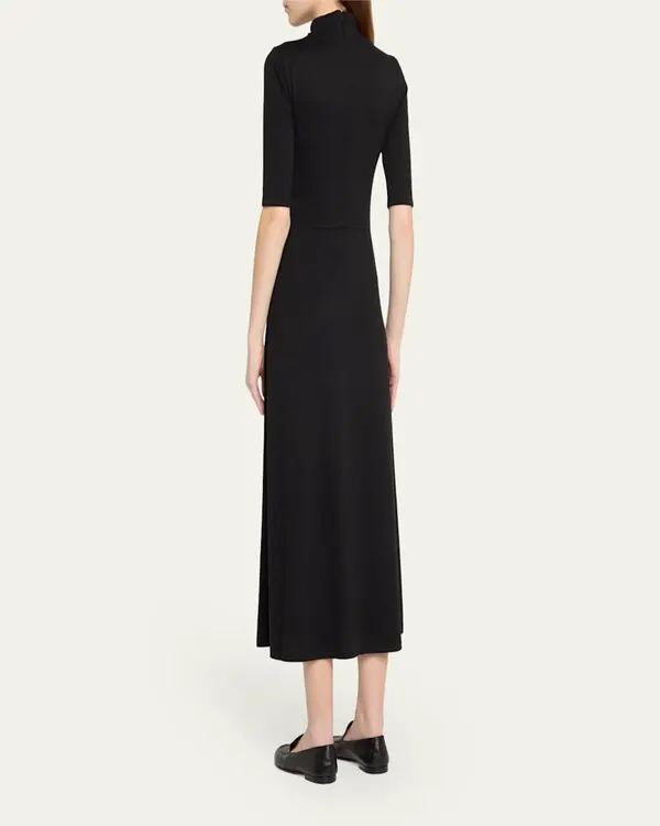 Vince Elbow-sleeve Turtleneck Midi Dress