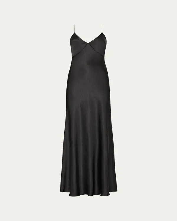 MILLY Addie Cutout Hammered Satin Maxi Dress