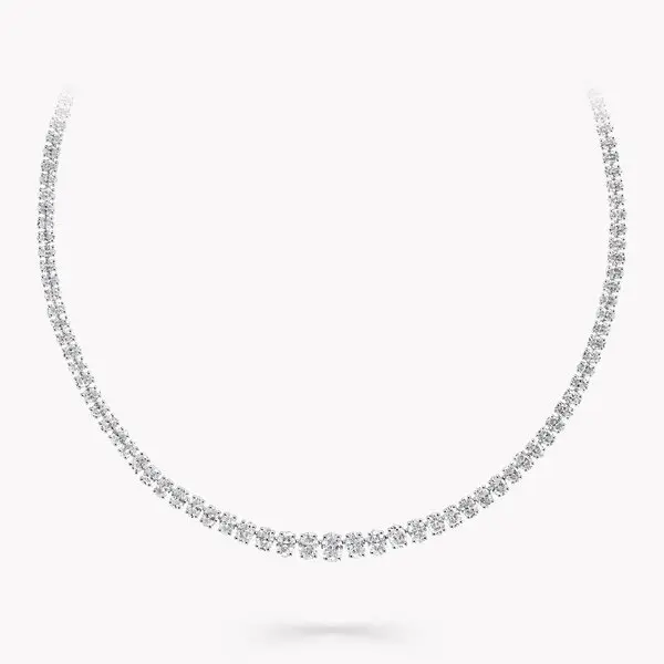 Graff Classic Oval Diamond Graduated Line Necklace - White Gold