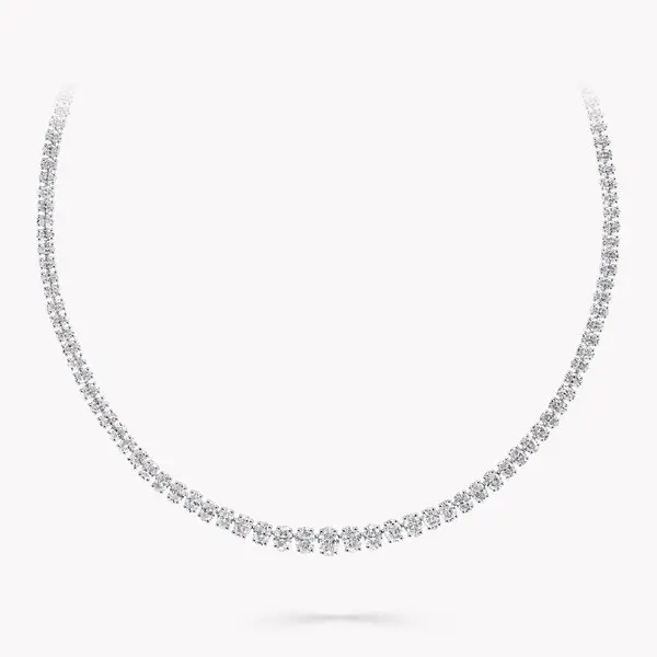 Graff Classic Oval Diamond Graduated Line Necklace - White Gold