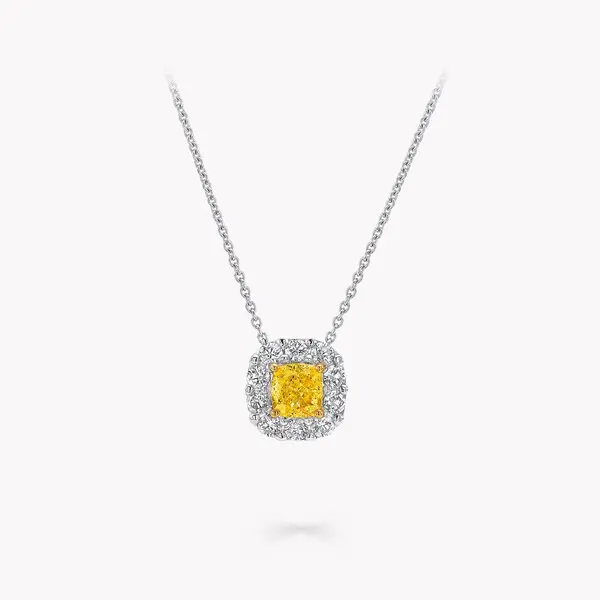 Graff Icon Cushion Cut Diamond Pendant - White Gold And Yellow Gold