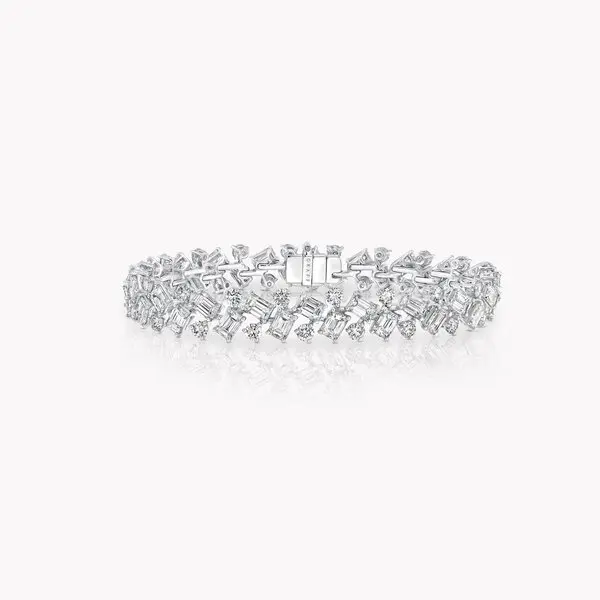 Graff Classic Emerald And Round Diamond Bracelet - Platinum