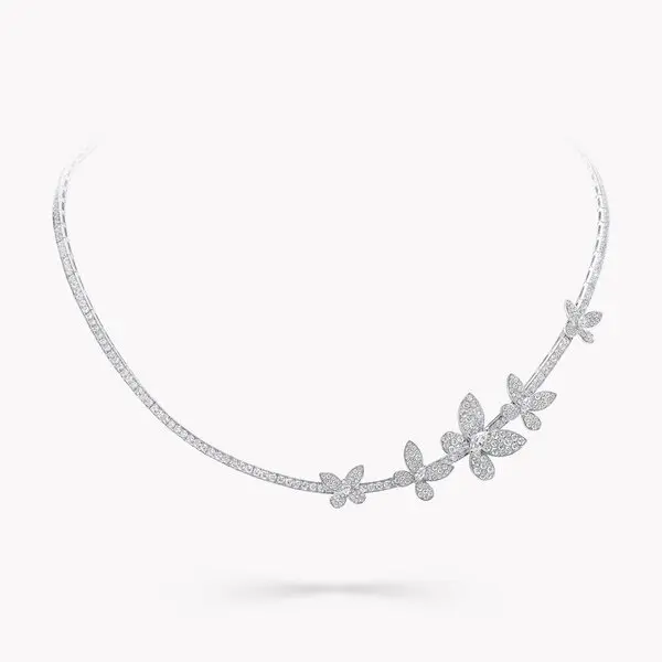 Graff Pavé Butterfly Diamond Necklace - White Gold