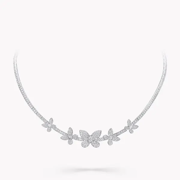 Graff Pavé Butterfly Diamond Necklace - White Gold
