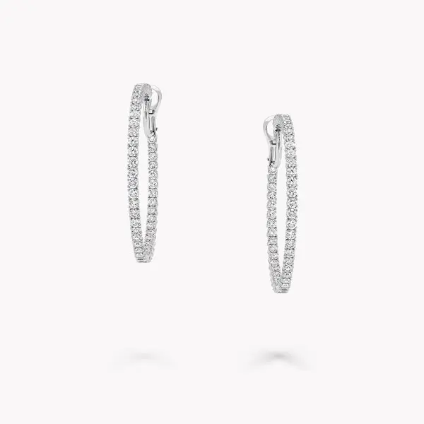Graff Classic Round Diamond Hoop Earrings - White Gold