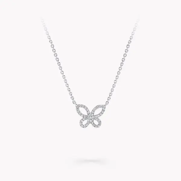 Graff Mini Butterfly Silhouette Diamond Pendant - White Gold