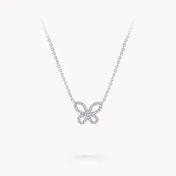 Graff Mini Butterfly Silhouette Diamond Pendant - White Gold