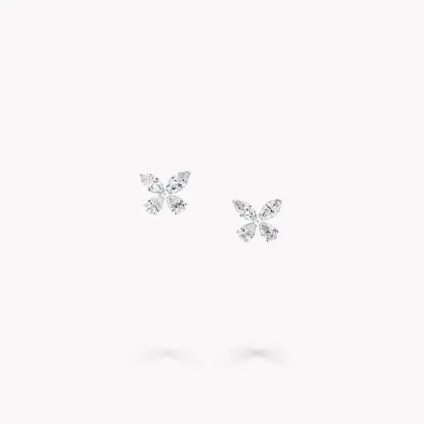 Graff Classic Butterfly Diamond Petite Stud Earrings - White Gold