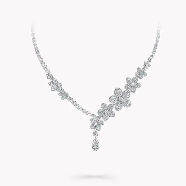 Graff Wild Flower Diamond Drop Necklace - White Gold