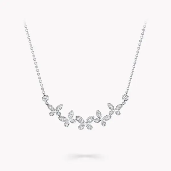 Graff Butterfly Petite Pavé Diamond Line Pendant - White Gold