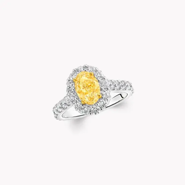 Graff Icon Oval Yellow And White Diamond Ring - White Gold And Yellow Gold