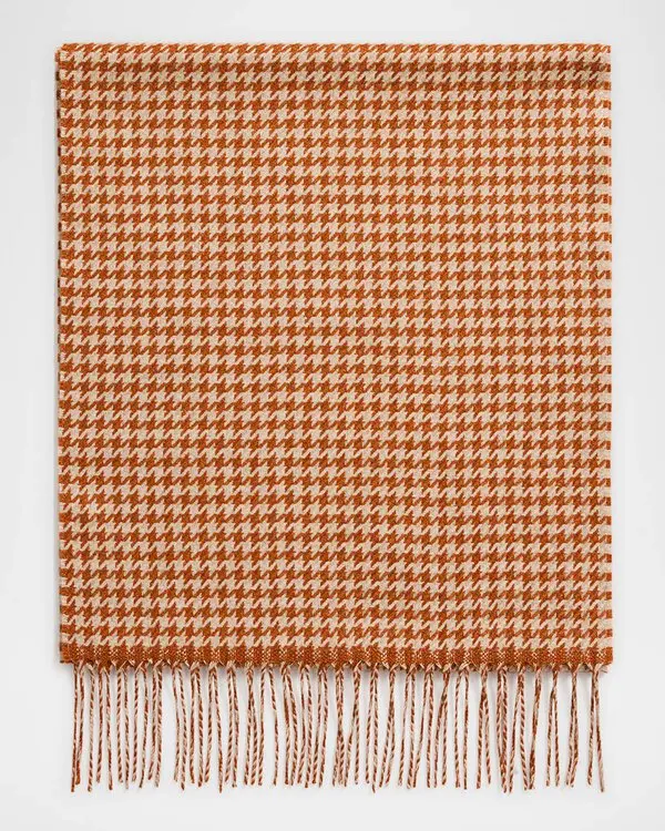 PIACENZA CASHMERE 1733 Twist Silk And Cashmere Houndstooth Scarf - Orange