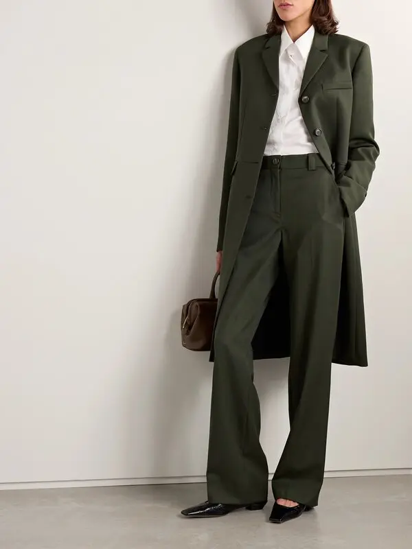 Veronica De Piante Avery Grain De Poudre Wool Wide-leg Pants