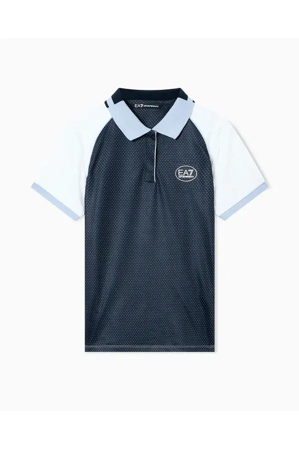 EA7 Golf Pro Polo Shirt In Ventus7 Technical Fabric - Blue / Navy