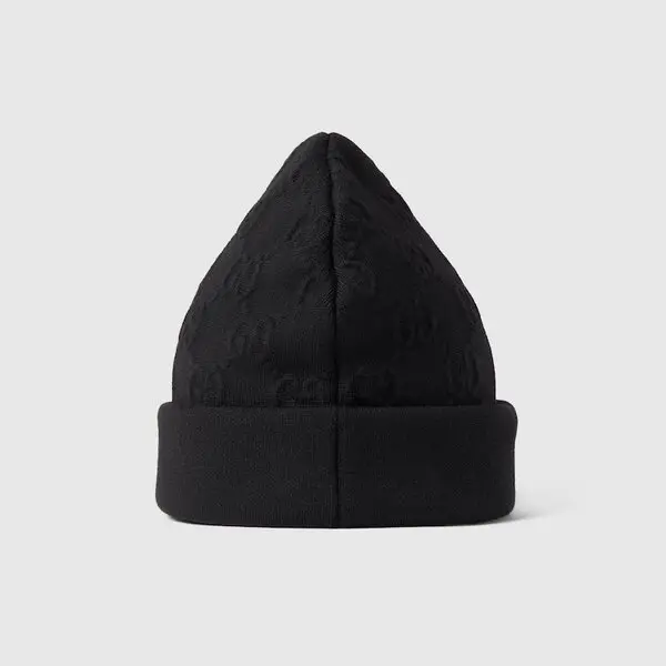 Gucci Gg Wool Blend Jacquard Beanie - Black | Editorialist