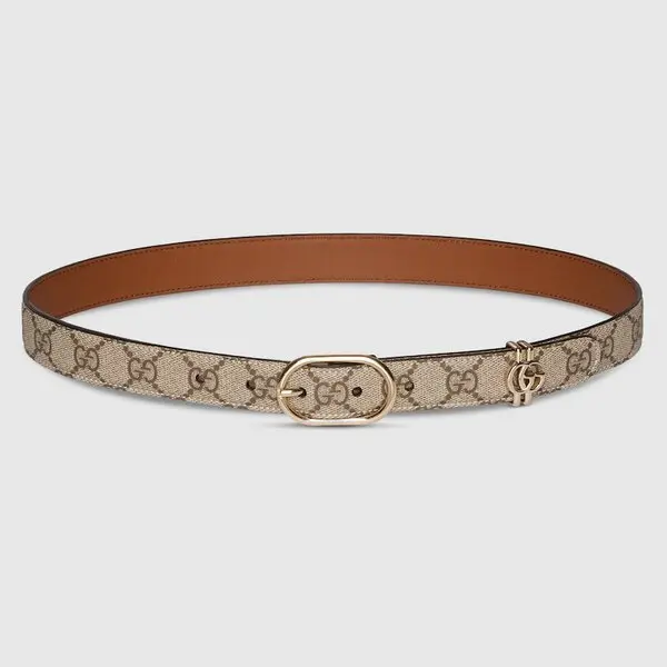 Gucci Gg Belt With Oval Buckle - Beige