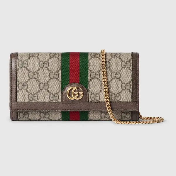 Gucci Ophidia Wallet On Chain Gg Canvas - Beige