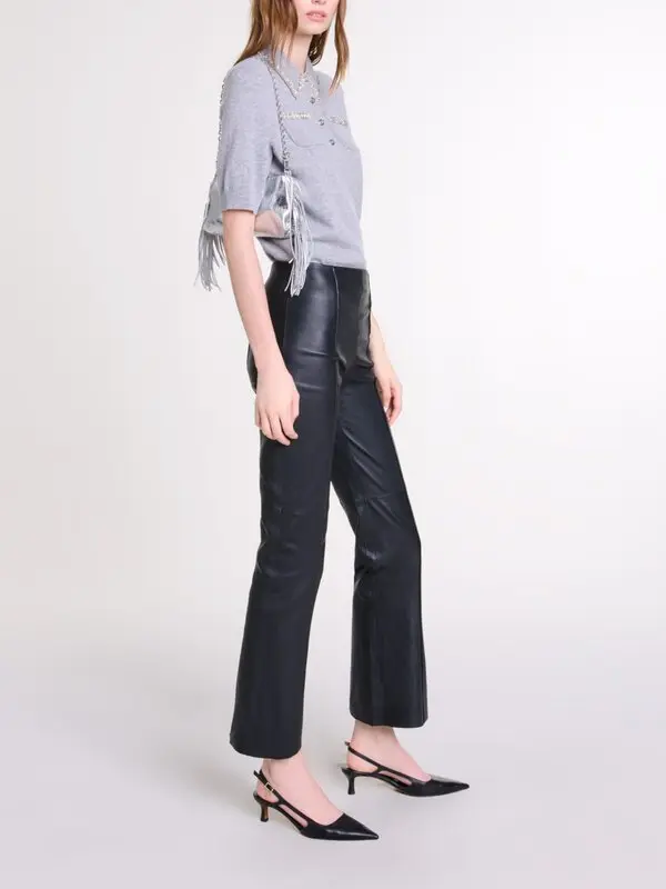 Maje High-waisted Leather Trousers
