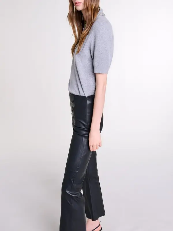 Maje High-waisted Leather Trousers