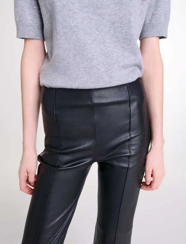 Maje High-waisted Leather Trousers