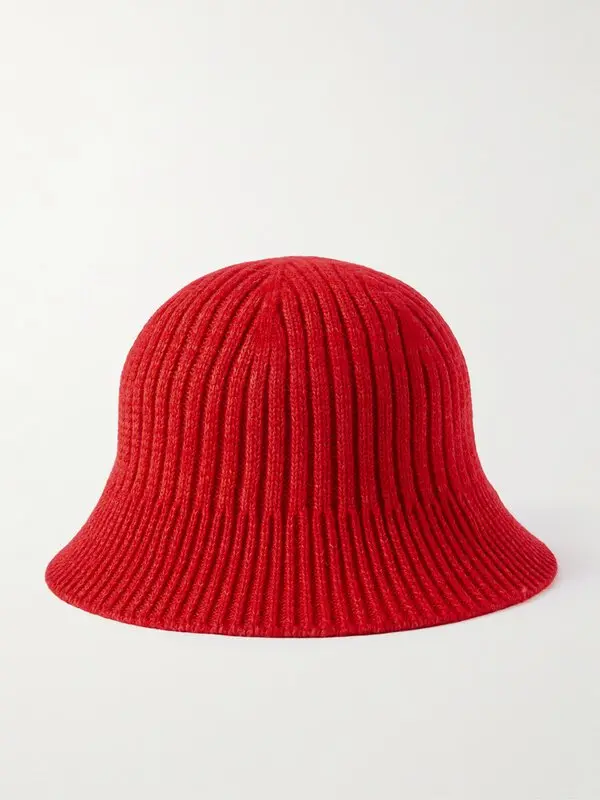 Arch4 Xander Ribbed Cashmere Bucket Hat - Red