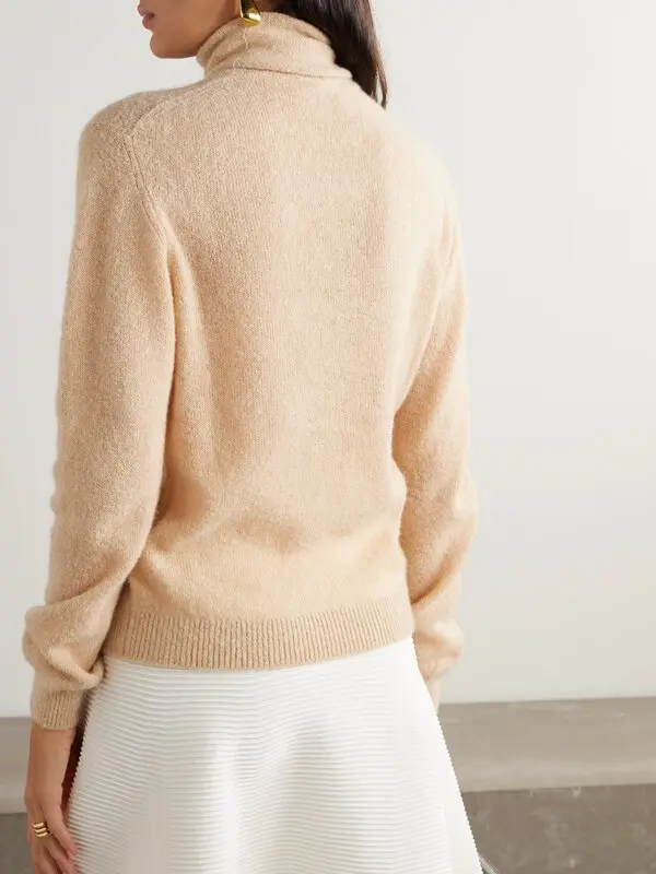 Loro Piana Cashmere And Silk-blend Bouclé Turtleneck Sweater - Neutrals