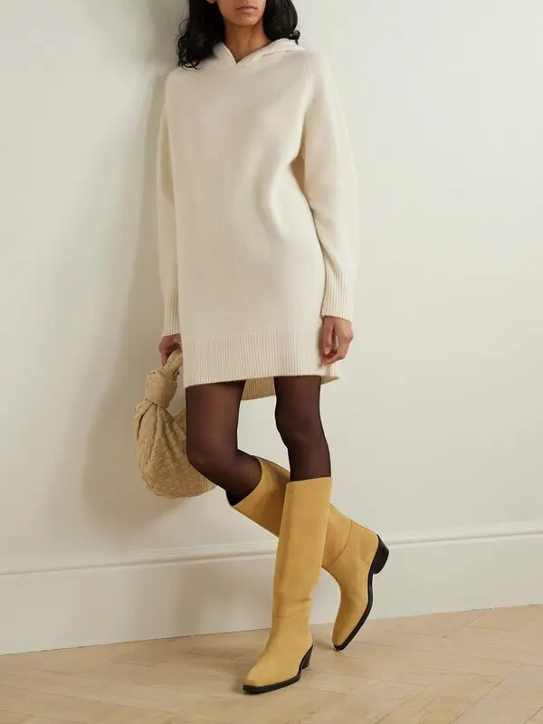 Arch4 Hooded Cashmere Sweater Dress In Ivory - 40% Off | Editorialist